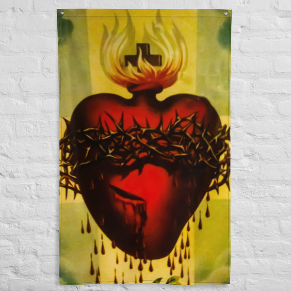 O Sacred Heart of Jesus Flag vertical 34½ x 56 inches (87.6x142.2 cm ...