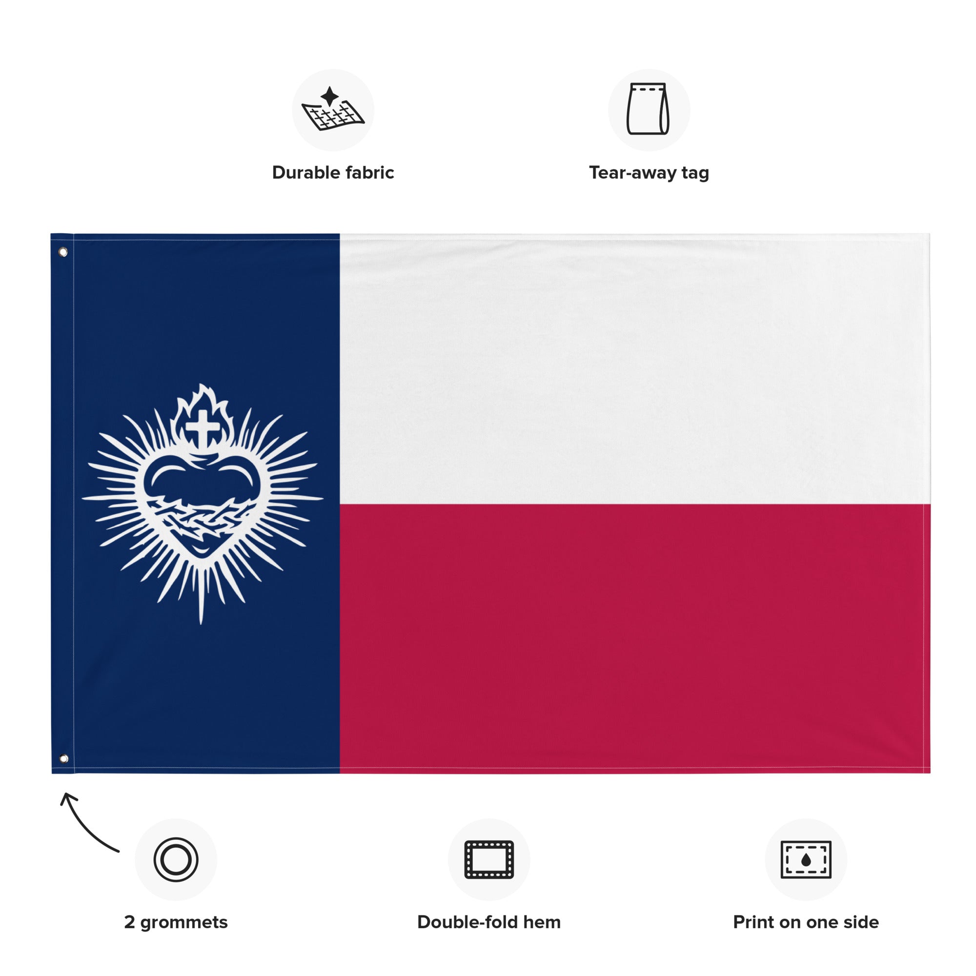 Flag of Texas with Sacred Heart of Jesus Christ TX - 56 inches x 34.5 ...