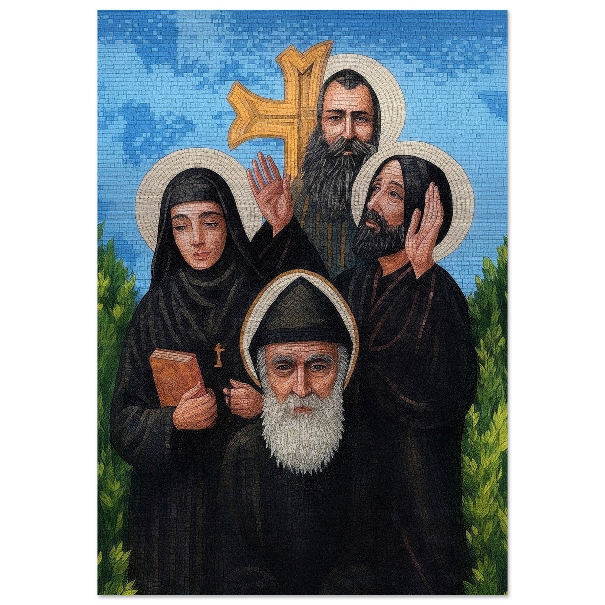 Lebanese Maronite Order Saints Brushed Aluminum Plaque – Modern Wall A ...